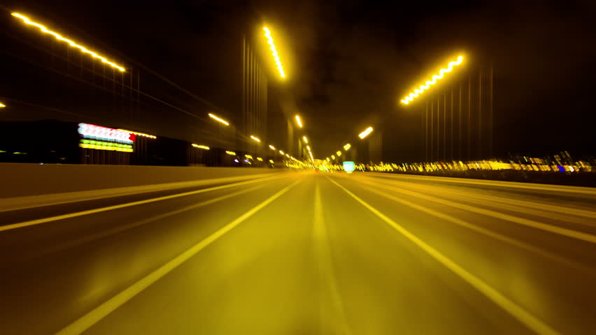 4K-HD Drive Pov Modern Highway Timelapse/hyperlapse Night.Pov Night ...