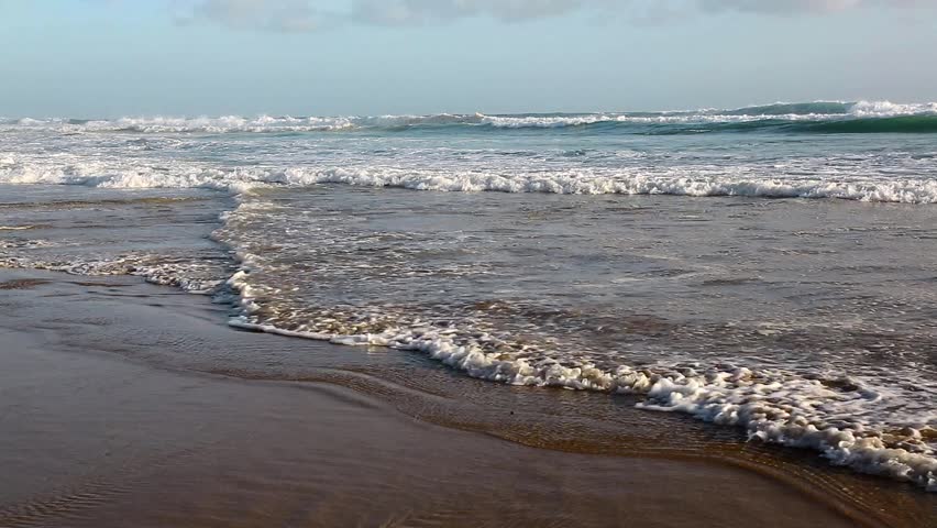 Small Stream Or River Entering The Sea On Sandy European Beach Stock ...