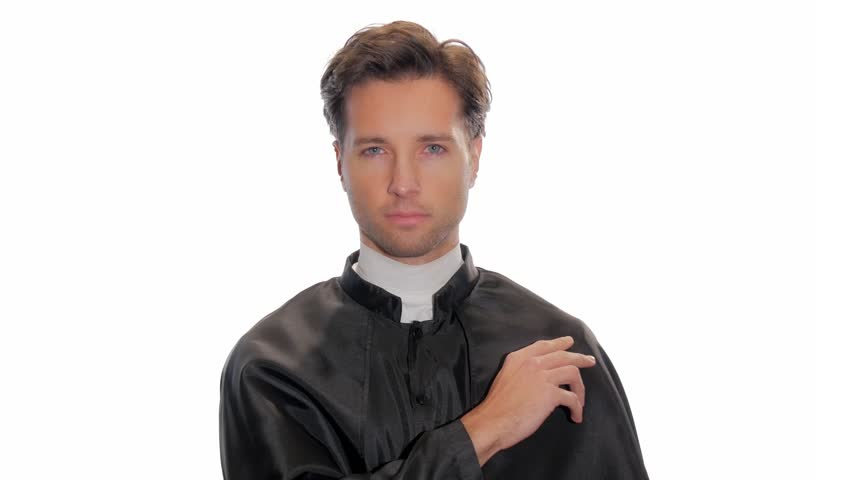 Stock video of young catholic priest making the sign | 8468503 ...