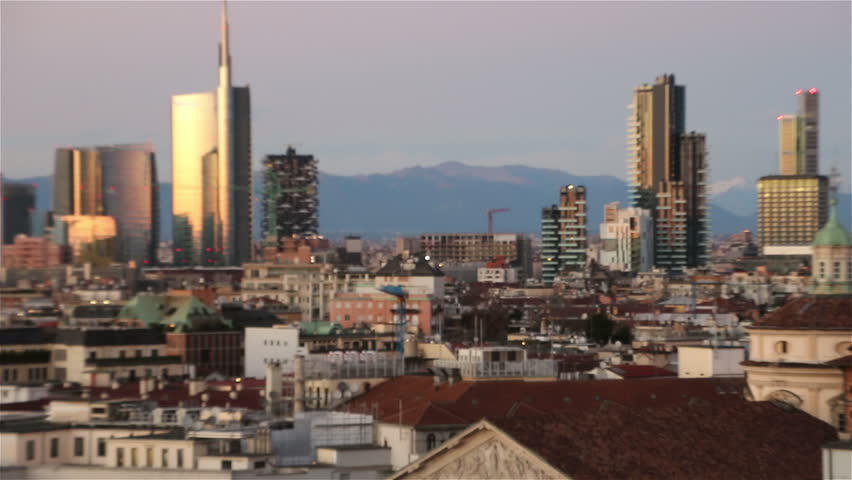 MILAN, ITALY - MARCH 8, 2015 Aerial View Milan Skyline Urban Scene ...
