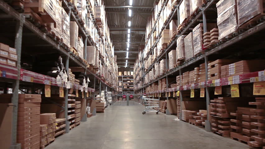 Multi Level Warehouse With Racks Full Of Goods And Materials Stock ...