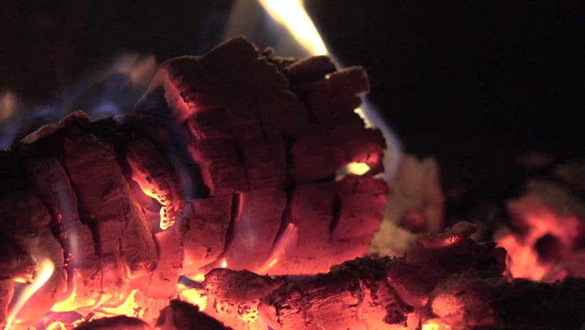 Flames On Dying Embers in Stock Footage Video (100% Royalty-free ...