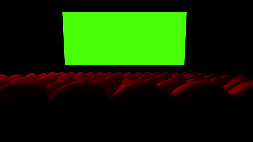 Group Of People Are Watching A Green Screen Mock-up Film Screening In A ...