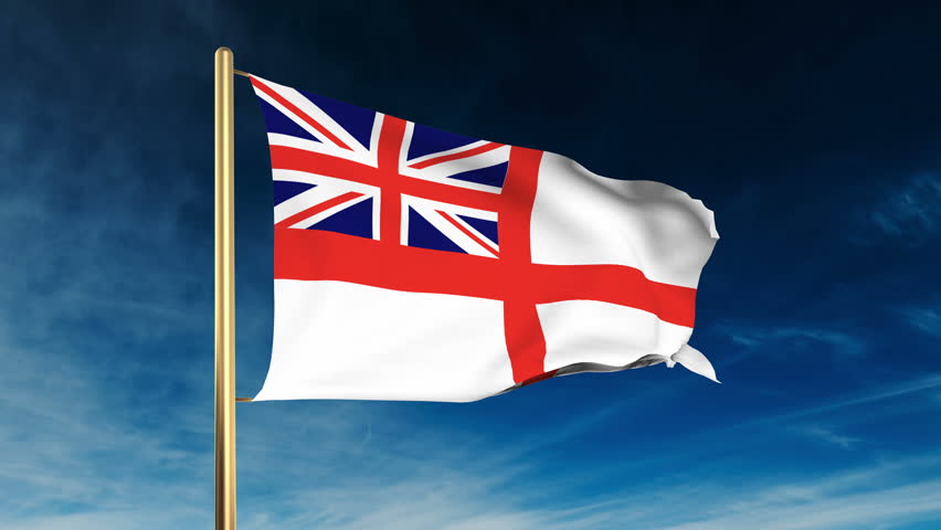 Royal Navy Flag Waving In The Wind Looping Sun Rises Style Animation