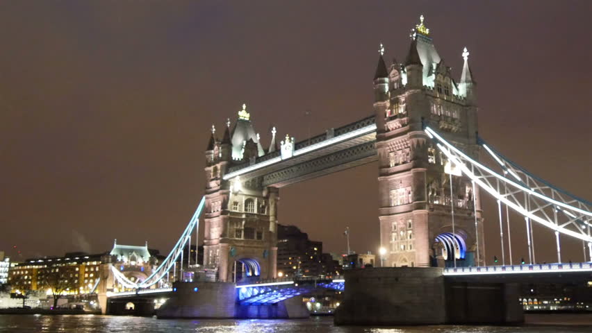 The White Lighted Tower Bridge Stock Footage Video (100% Royalty-free ...