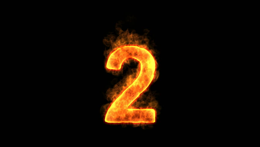 Burning Numbers 2 ,flames On Black Background. Stock Footage Video ...